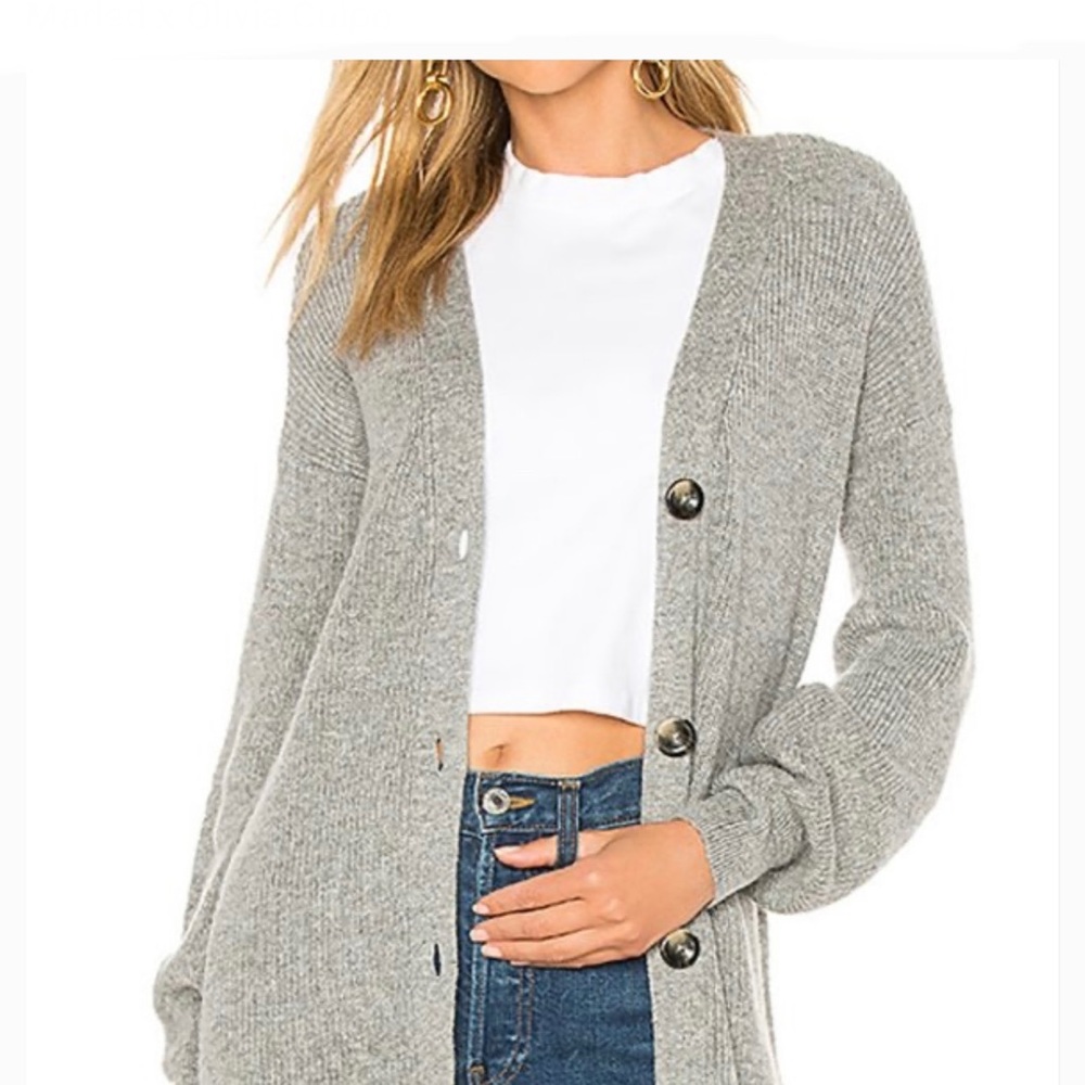 Marled X Olivia Culpo Long Button Front Grey Cardigan - Gem